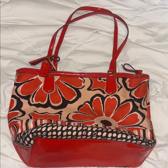 Coach | Bags | Coach Poppy Red And Black Tote Bag | Poshmark